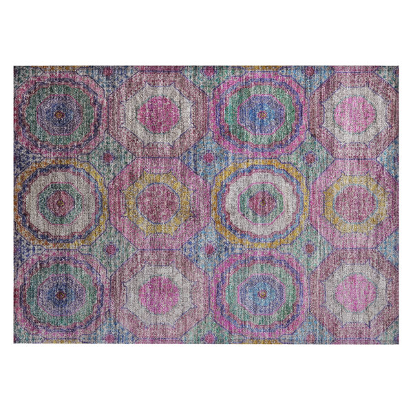 Bungalow Rose Machine Washable Indoor/Outdoor Xhevrie Pink Rug | Wayfair